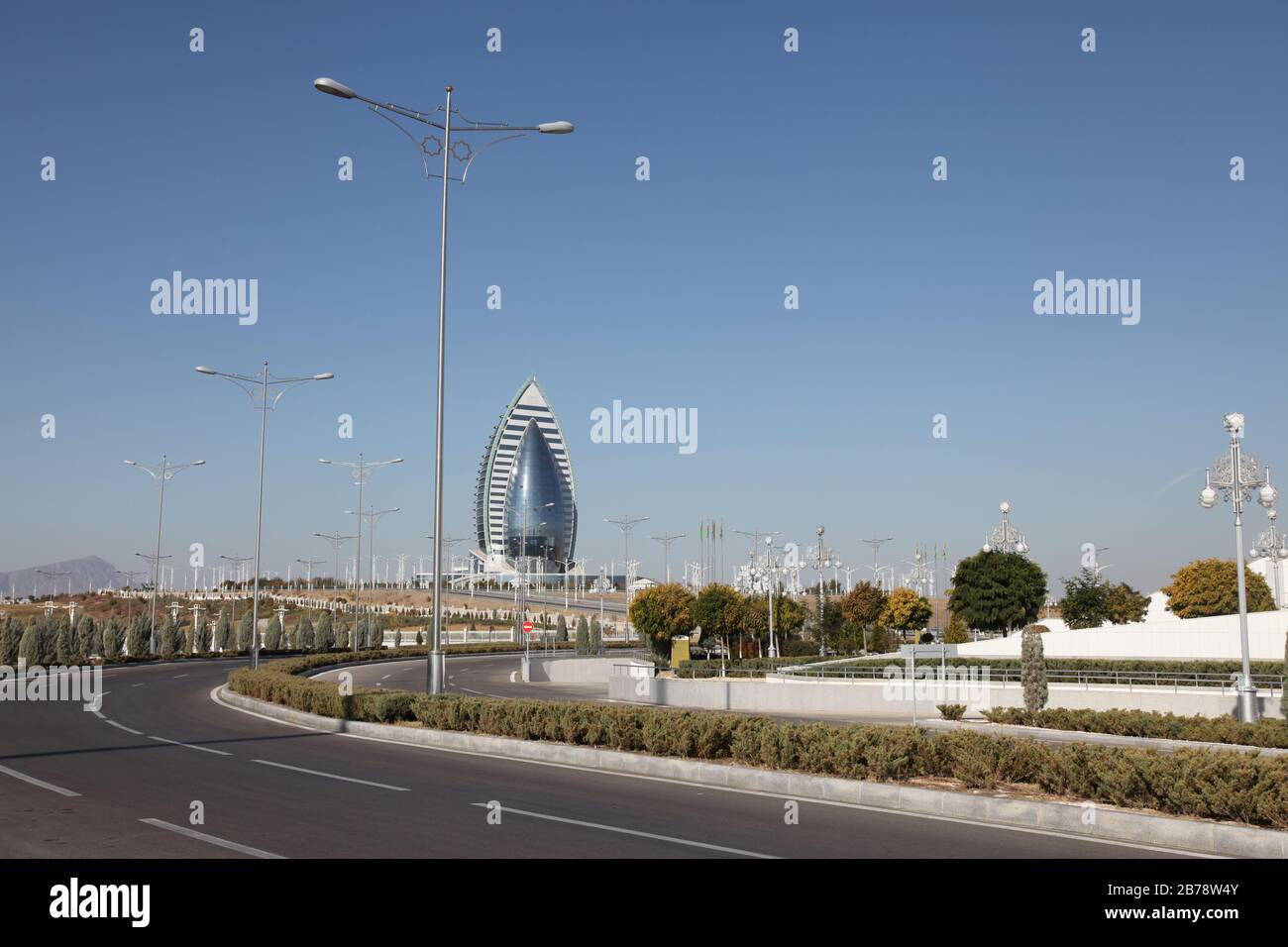 Panoramic view of Ashgabat, the capital of Turkmenistan in Central Asia ...