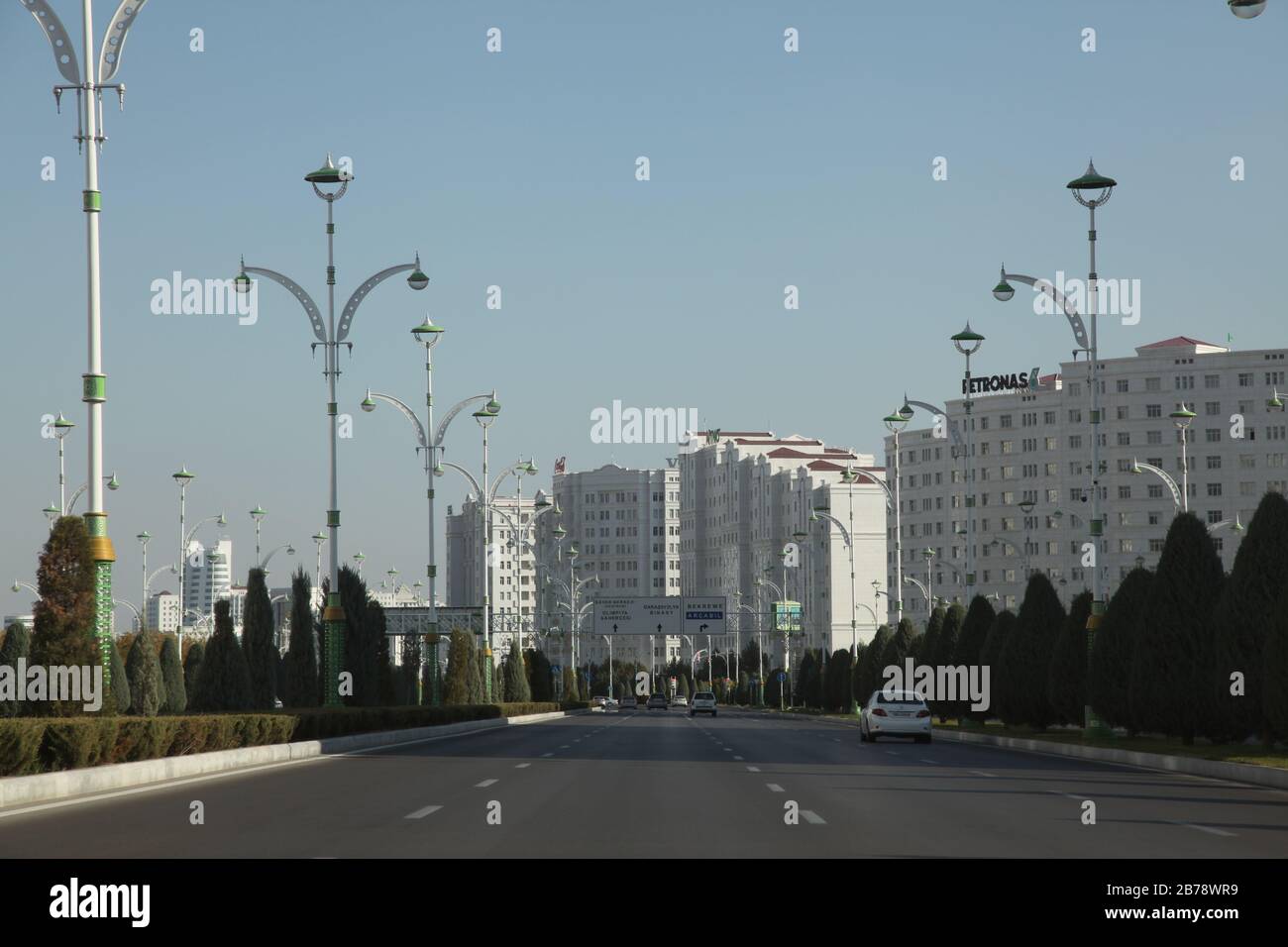 Panoramic view of Ashgabat, the capital of Turkmenistan in Central Asia ...