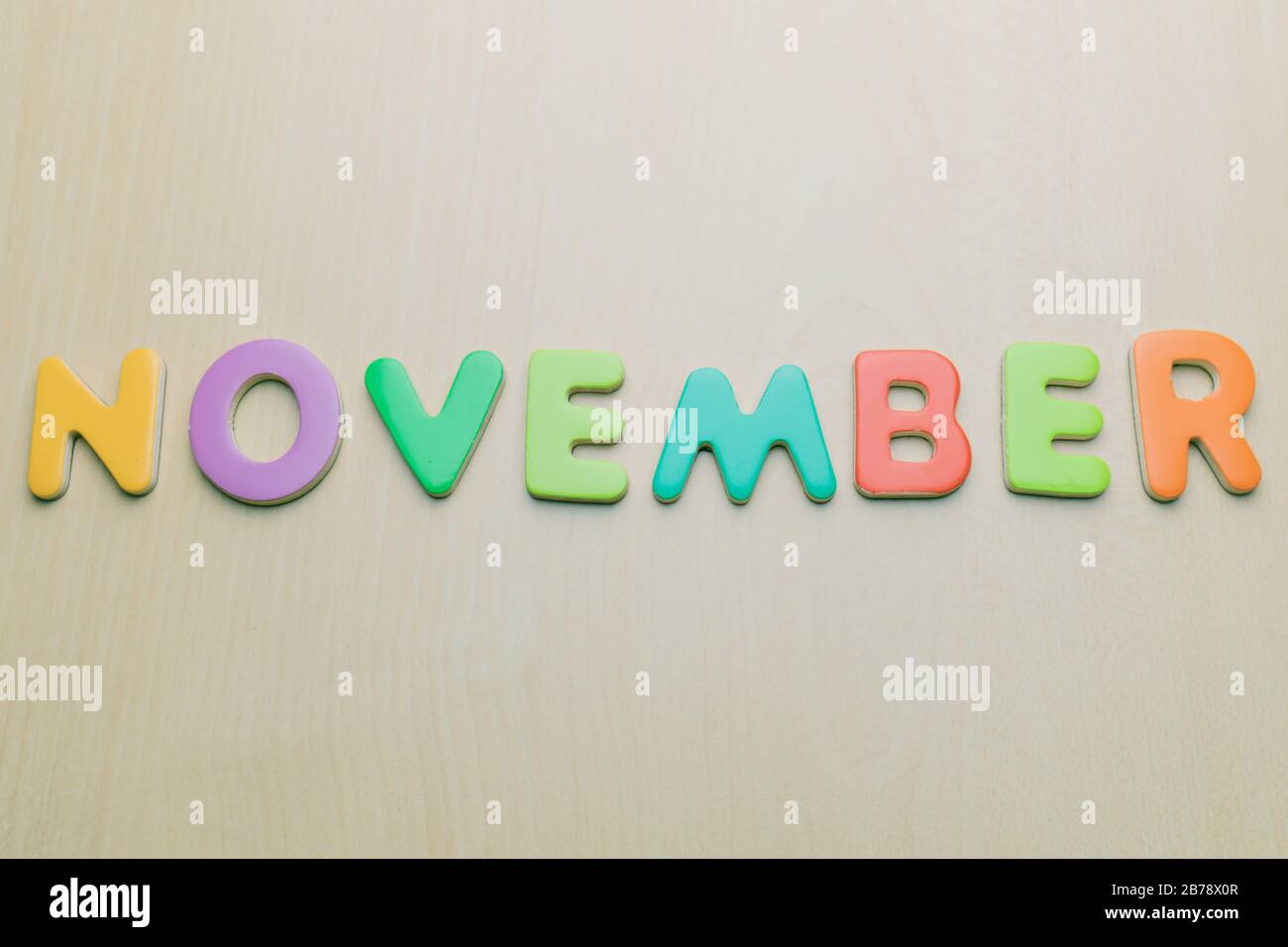 November month text written on hi-res stock photography and images - Alamy