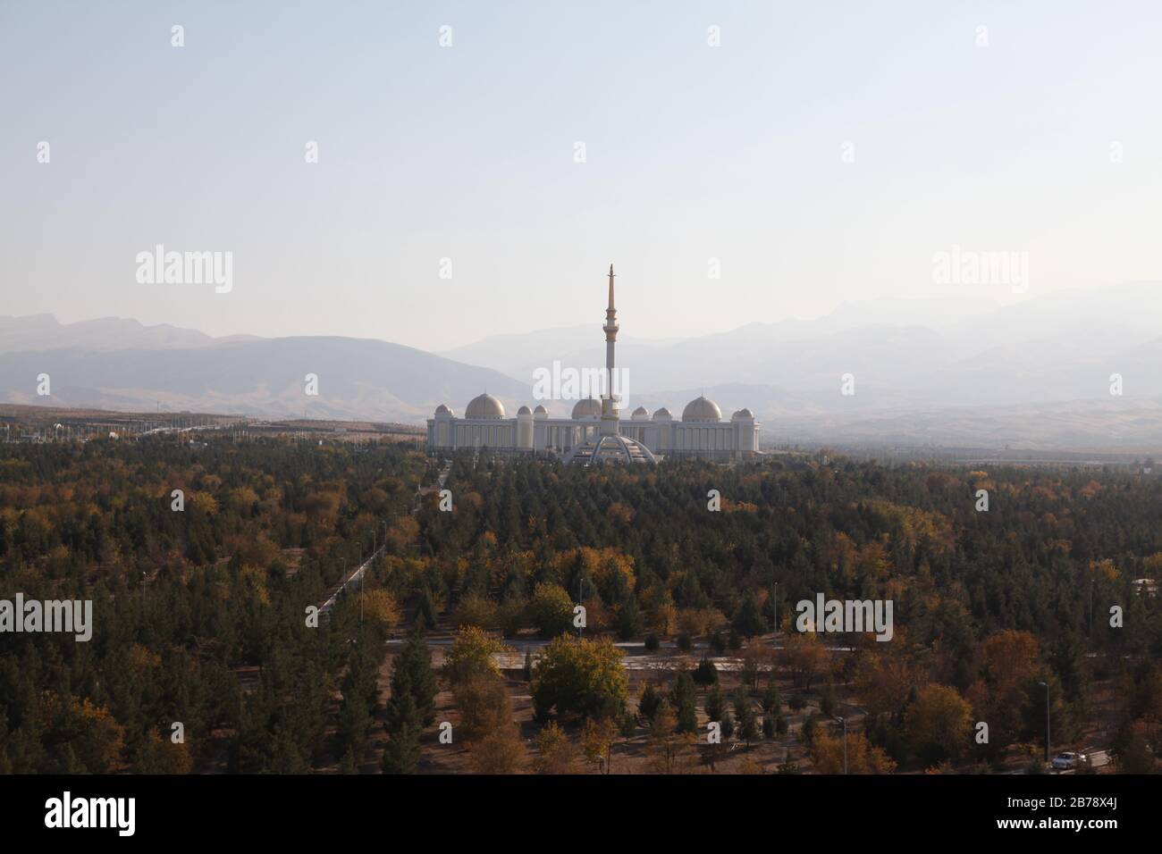 Panoramic view of Ashgabat, the capital of Turkmenistan in Central Asia ...