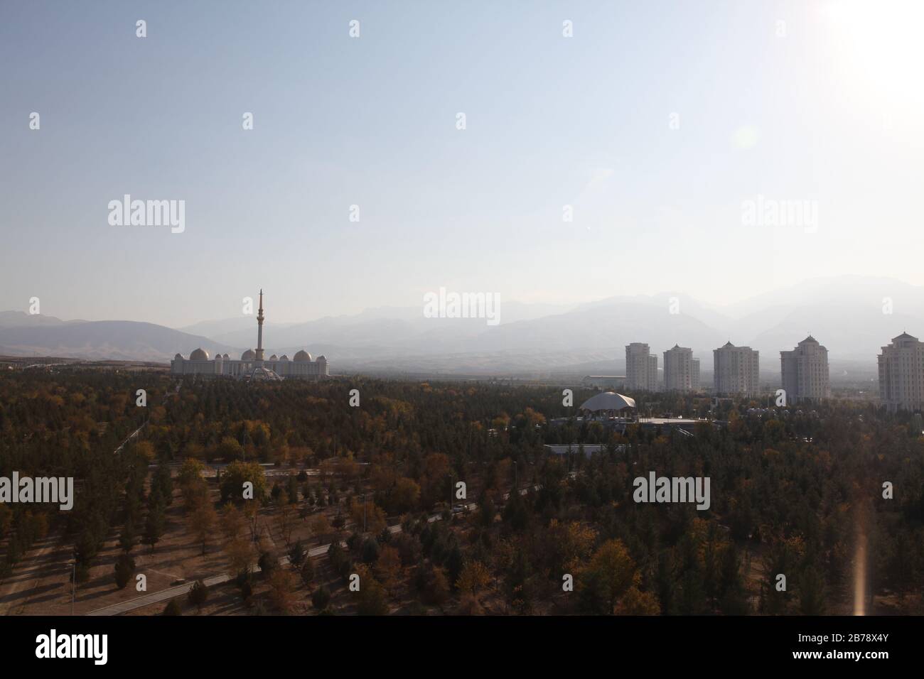 Panoramic view of Ashgabat, the capital of Turkmenistan in Central Asia ...