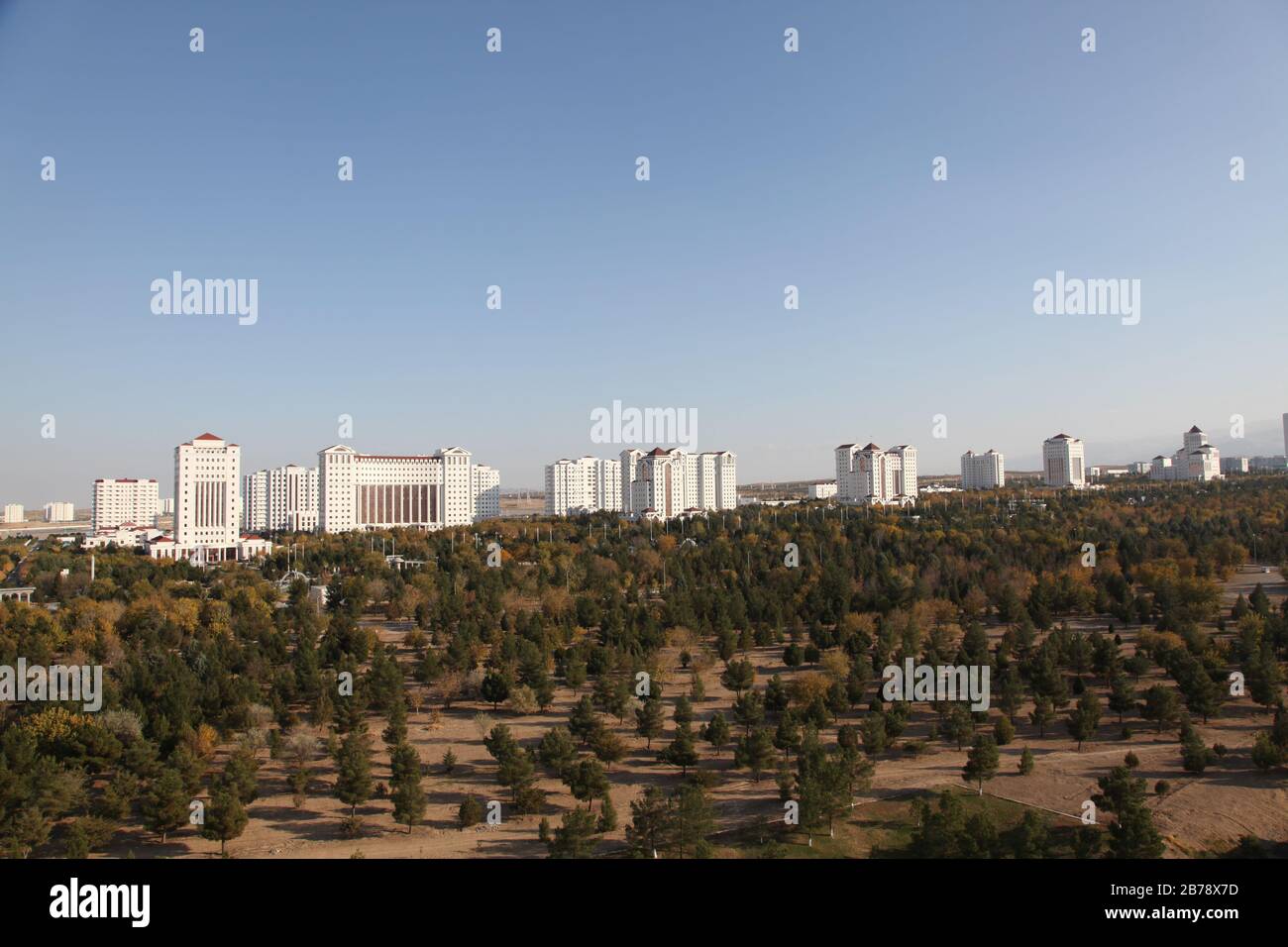 Panoramic view of Ashgabat, the capital of Turkmenistan in Central Asia ...