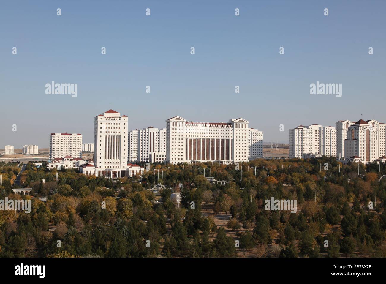 Panoramic view of Ashgabat, the capital of Turkmenistan in Central Asia ...