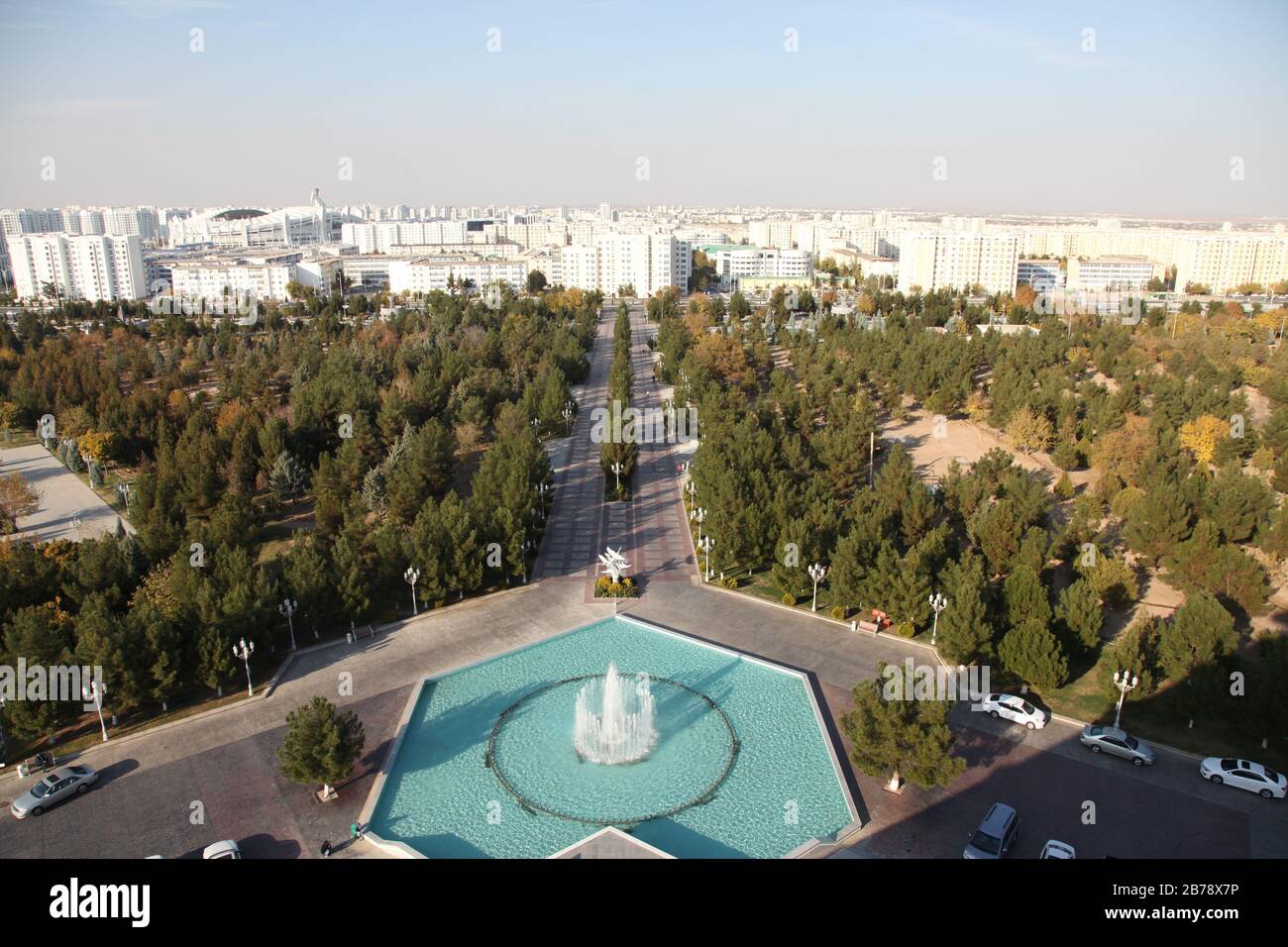 Panoramic view of Ashgabat, the capital of Turkmenistan in Central Asia ...