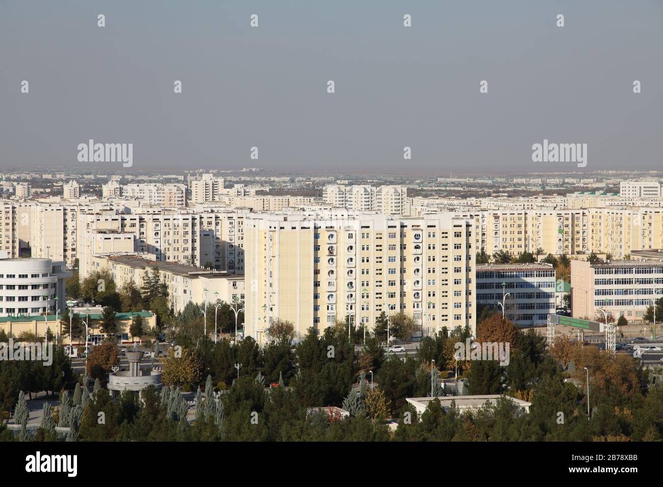 Panoramic view of Ashgabat, the capital of Turkmenistan in Central Asia ...