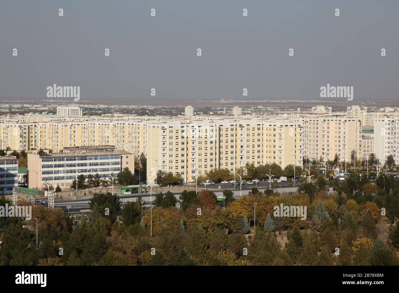 Panoramic view of Ashgabat, the capital of Turkmenistan in Central Asia ...