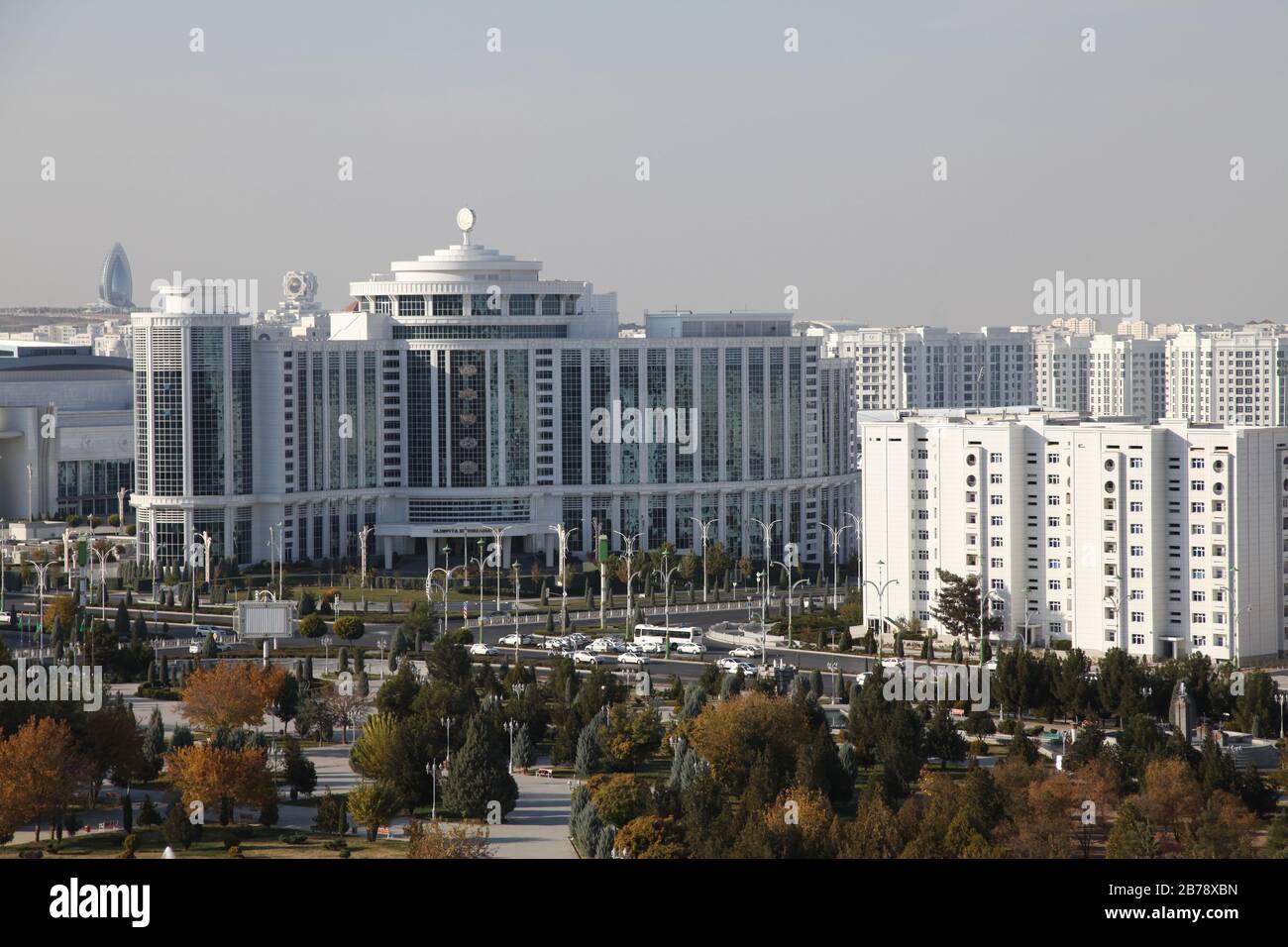Panoramic view of Ashgabat, the capital of Turkmenistan in Central Asia ...