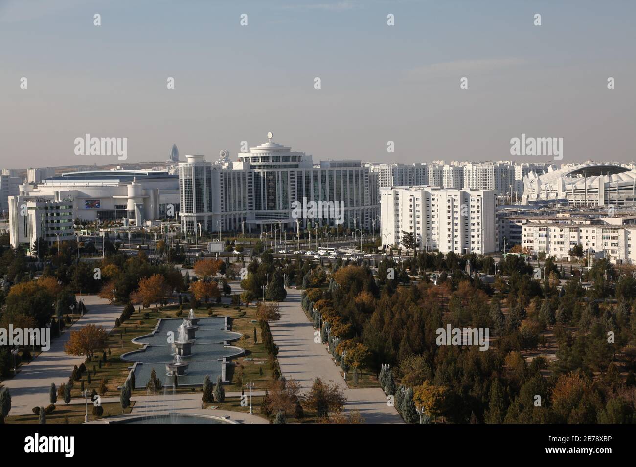Panoramic view of Ashgabat, the capital of Turkmenistan in Central Asia ...