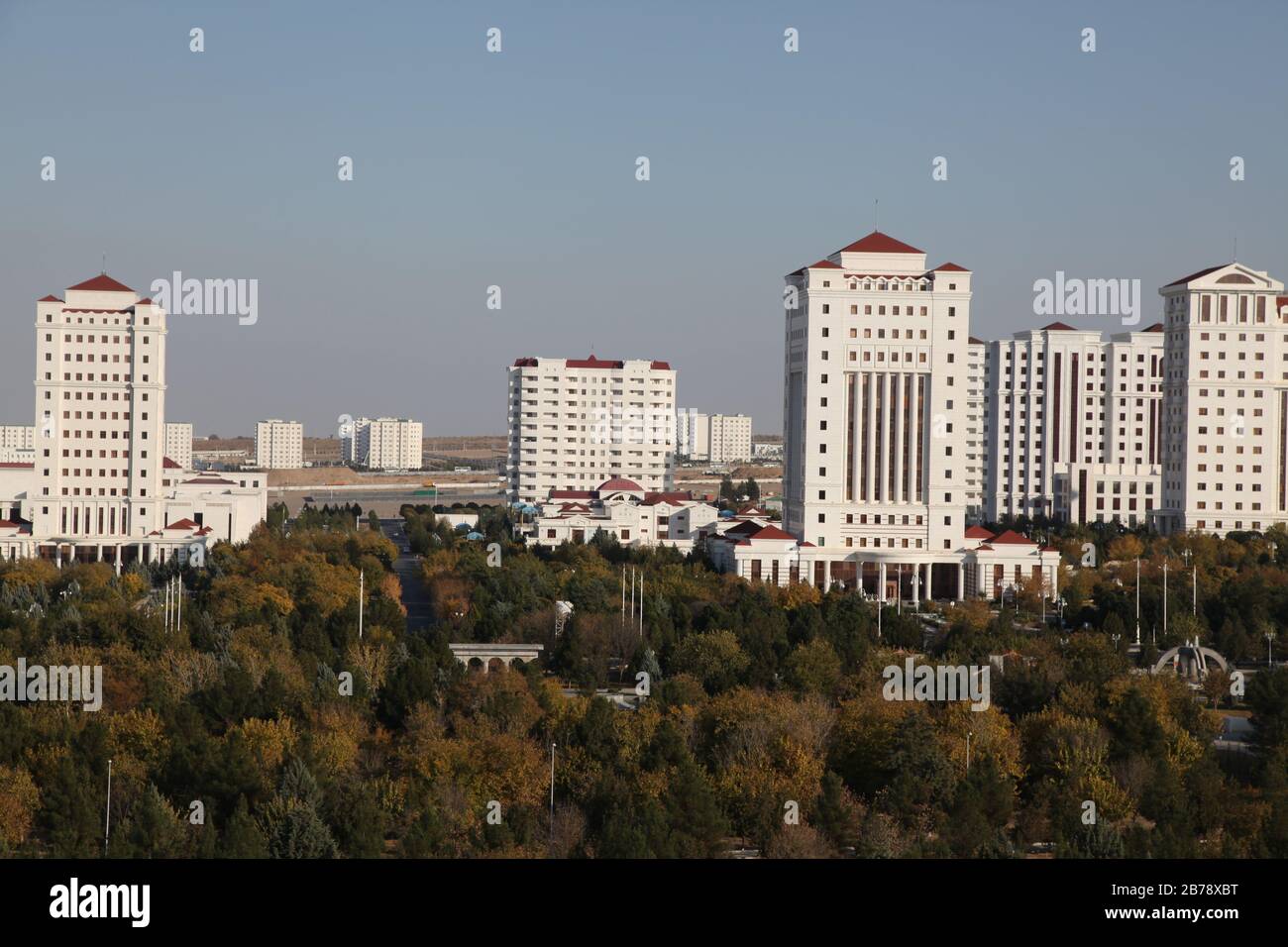 Panoramic view of Ashgabat, the capital of Turkmenistan in Central Asia ...