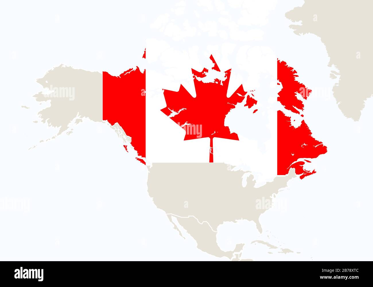 North America with highlighted Canada map. Vector Illustration Stock ...