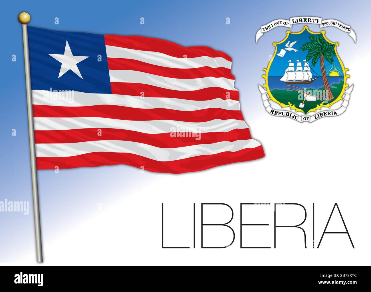 Liberia official national flag and coat of arms, Africa, vector illustration Stock Vector Image ...
