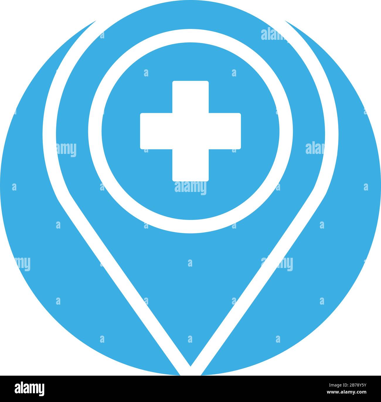 medical cross symbol in pin location block style Stock Vector Image ...