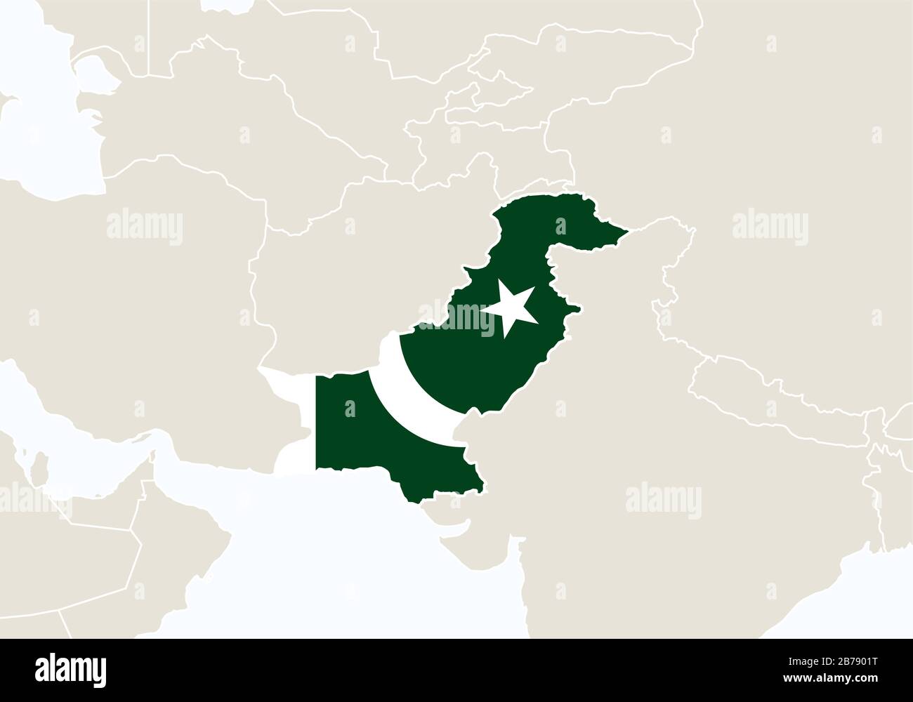 Asia with highlighted Pakistan map. Vector Illustration Stock Vector ...