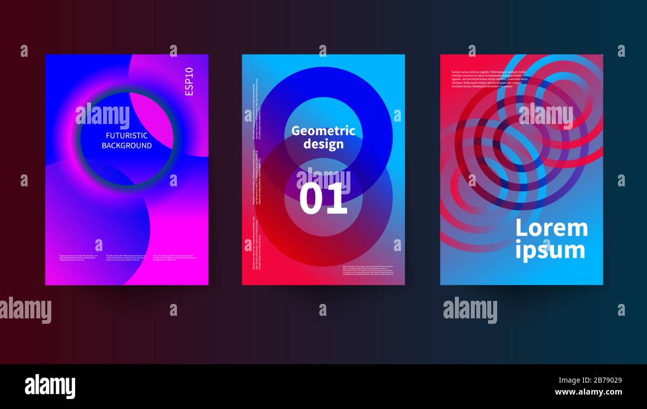 Modern abstract gradient posters, geometric trendy backgrounds, color ...