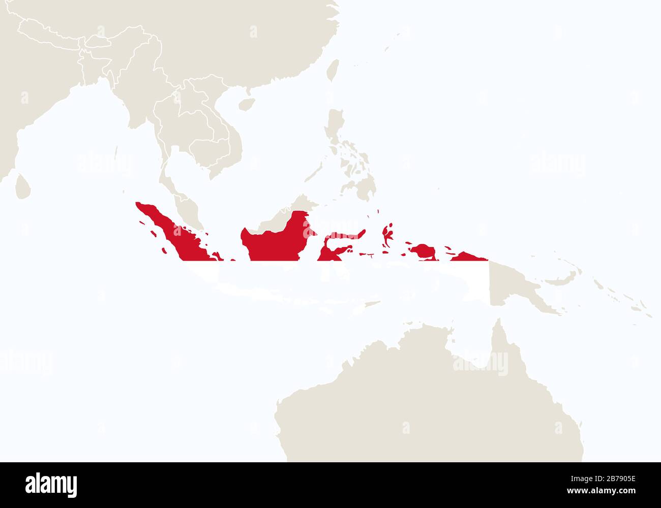 Asia with highlighted Indonesia map. Vector Illustration Stock Vector ...