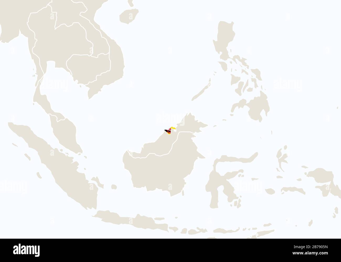 Asia with highlighted Brunei map. Vector Illustration Stock Vector ...