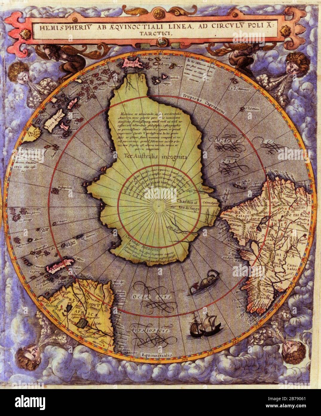 Gerard de Jode 1593 Map Southern hemisphere Stock Photo - Alamy