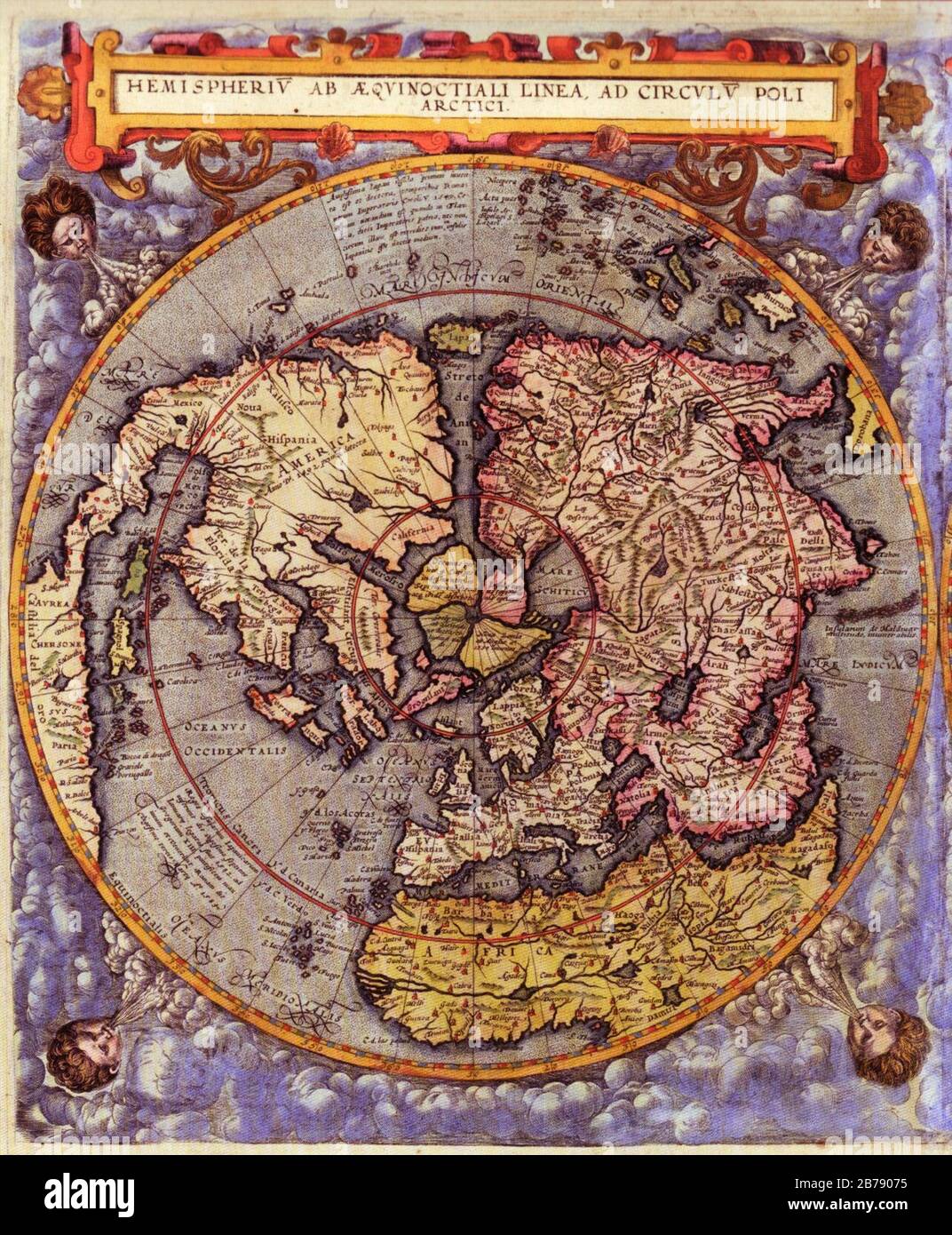 Gerard de Jode 1593 Map Northern hemisphere Stock Photo - Alamy