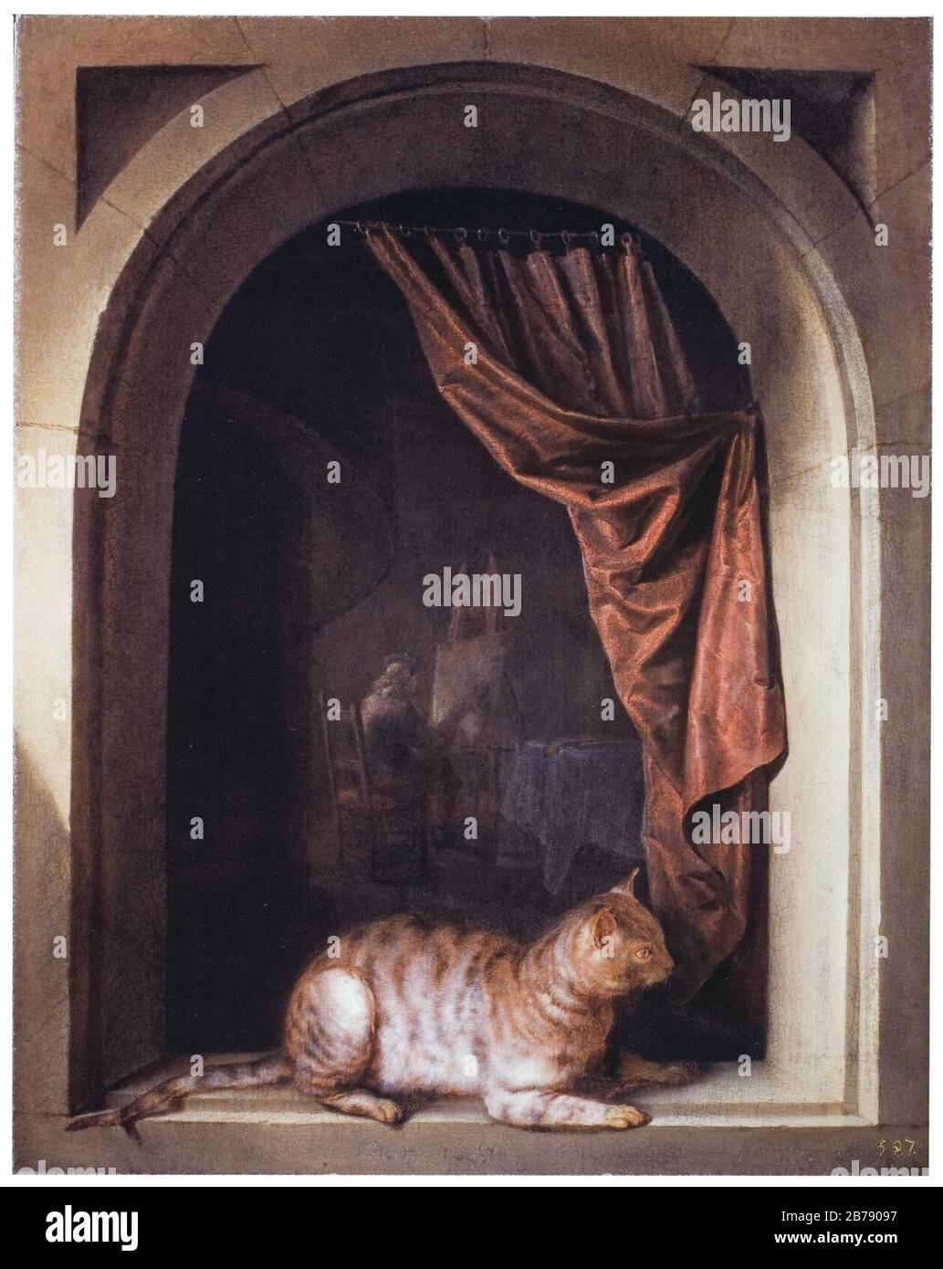 Gerard Dou - Cat on a Ledge Stock Photo - Alamy