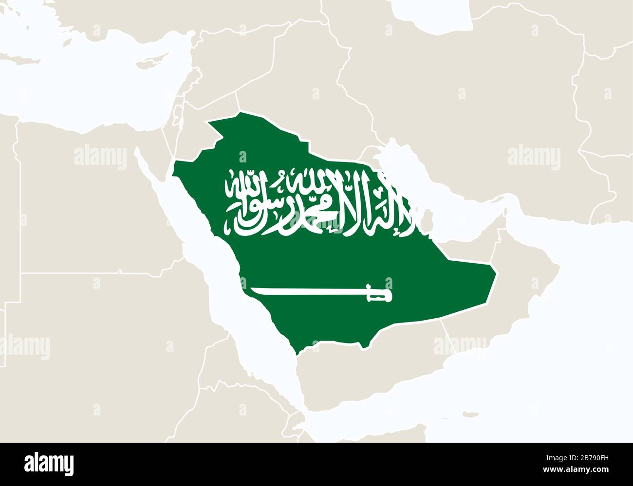 Asia with highlighted Saudi Arabia map. Vector Illustration Stock ...