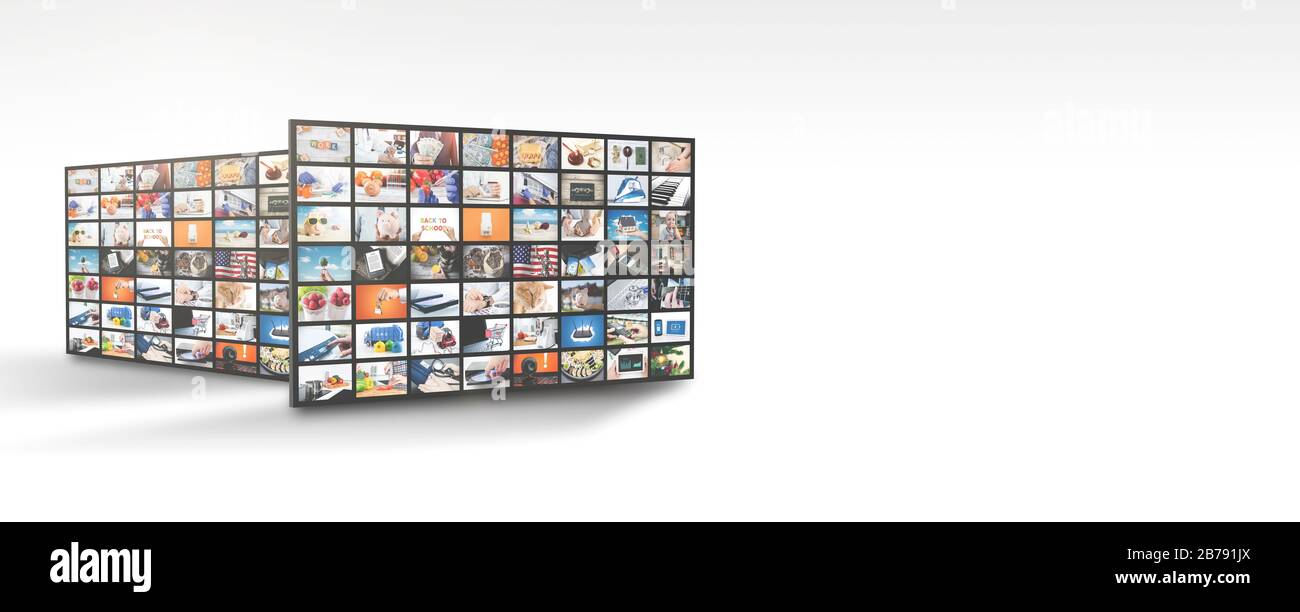 Television streaming, TV multimedia panel. Web banner image with copy ...