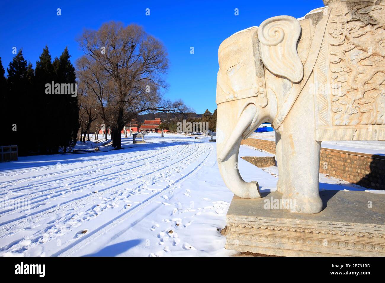 In the winter, The ancient Chinese stone carving Stock Photo - Alamy