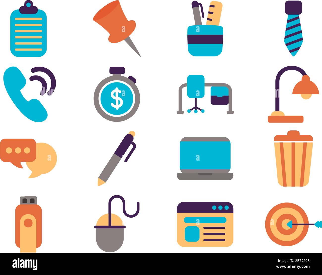 bundle of office set flat style icons Stock Vector Image & Art - Alamy