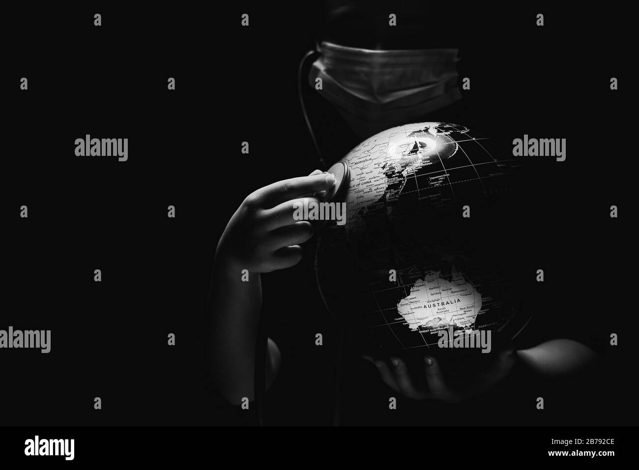 Girl face mask protection Black and White Stock Photos & Images - Alamy