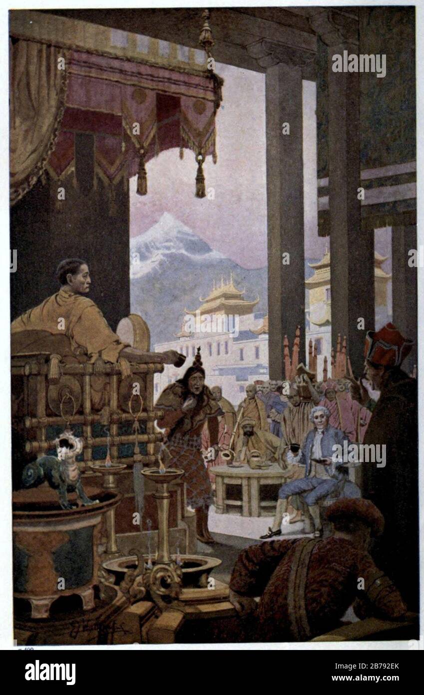Gerge Bogle taking tea with the Teshu Lama in Tibet Stock Photo - Alamy