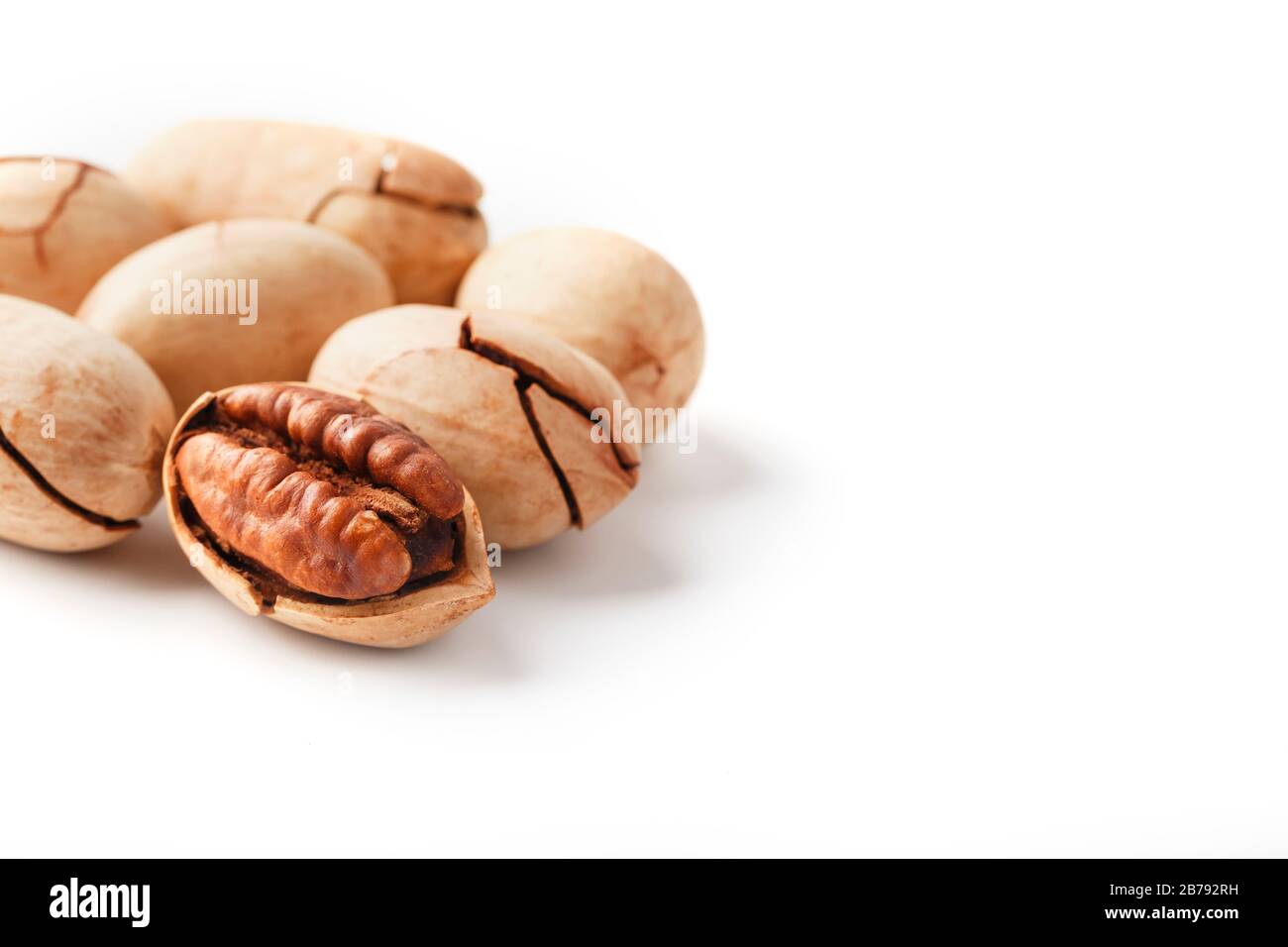 Pecan isolated on white background. Close-up, macro. A nut in a shell ...