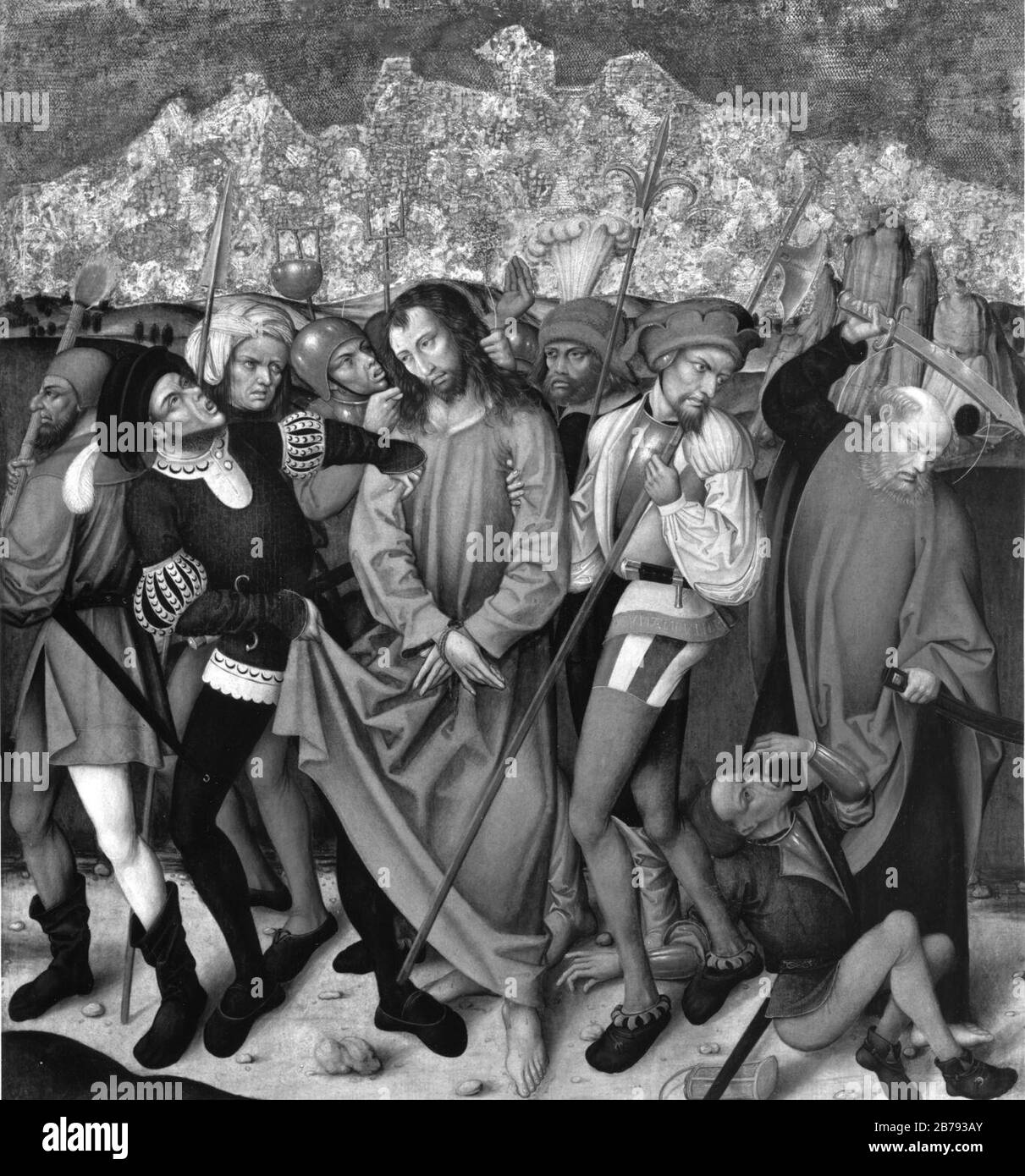 German - Altarpiece with the Passion of Christ - Arrest of Christ Stock ...