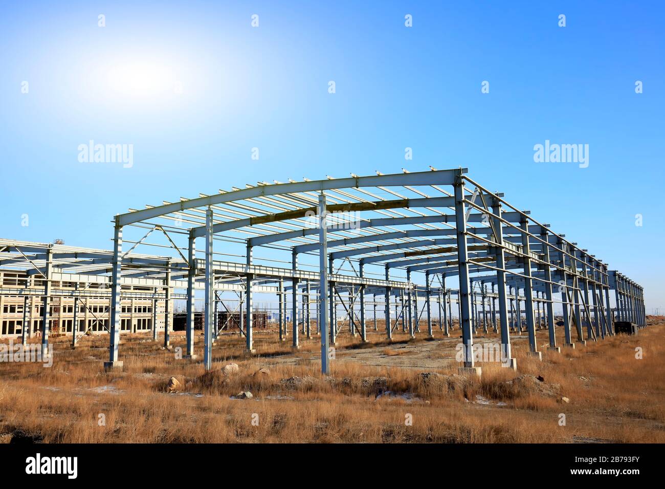 Steel structure at construction site Stock Photo - Alamy