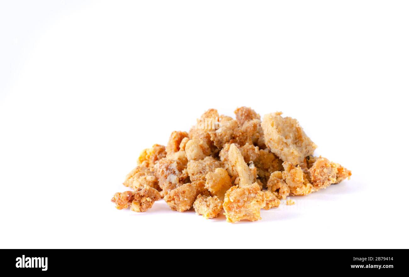 Delicious fat food, fried greaves pork with garlic Stock Photo - Alamy