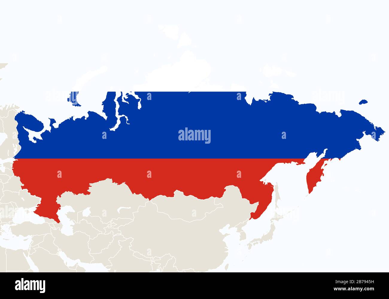 Asia with highlighted Russia map. Vector Illustration Stock Vector ...