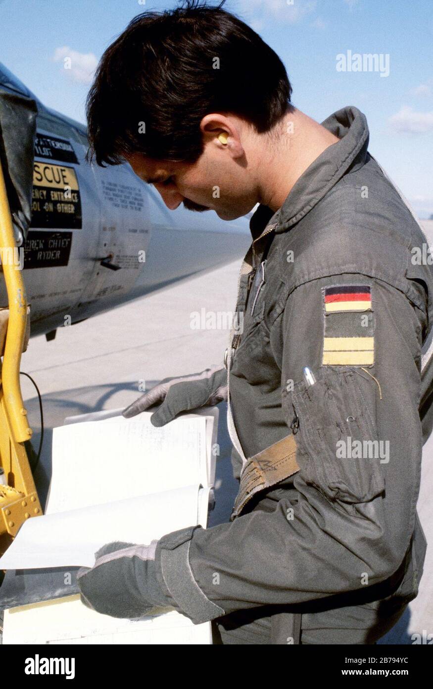 German Navy pilot pre-flight F-104 1982 Stock Photo - Alamy