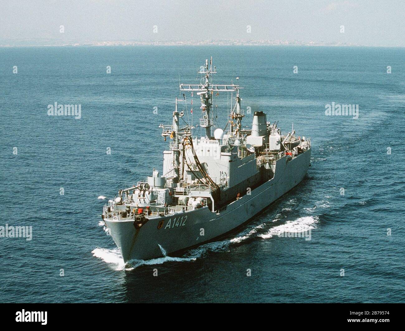 German replenishment ship Coburg (A1412) front view 1990 Stock Photo ...