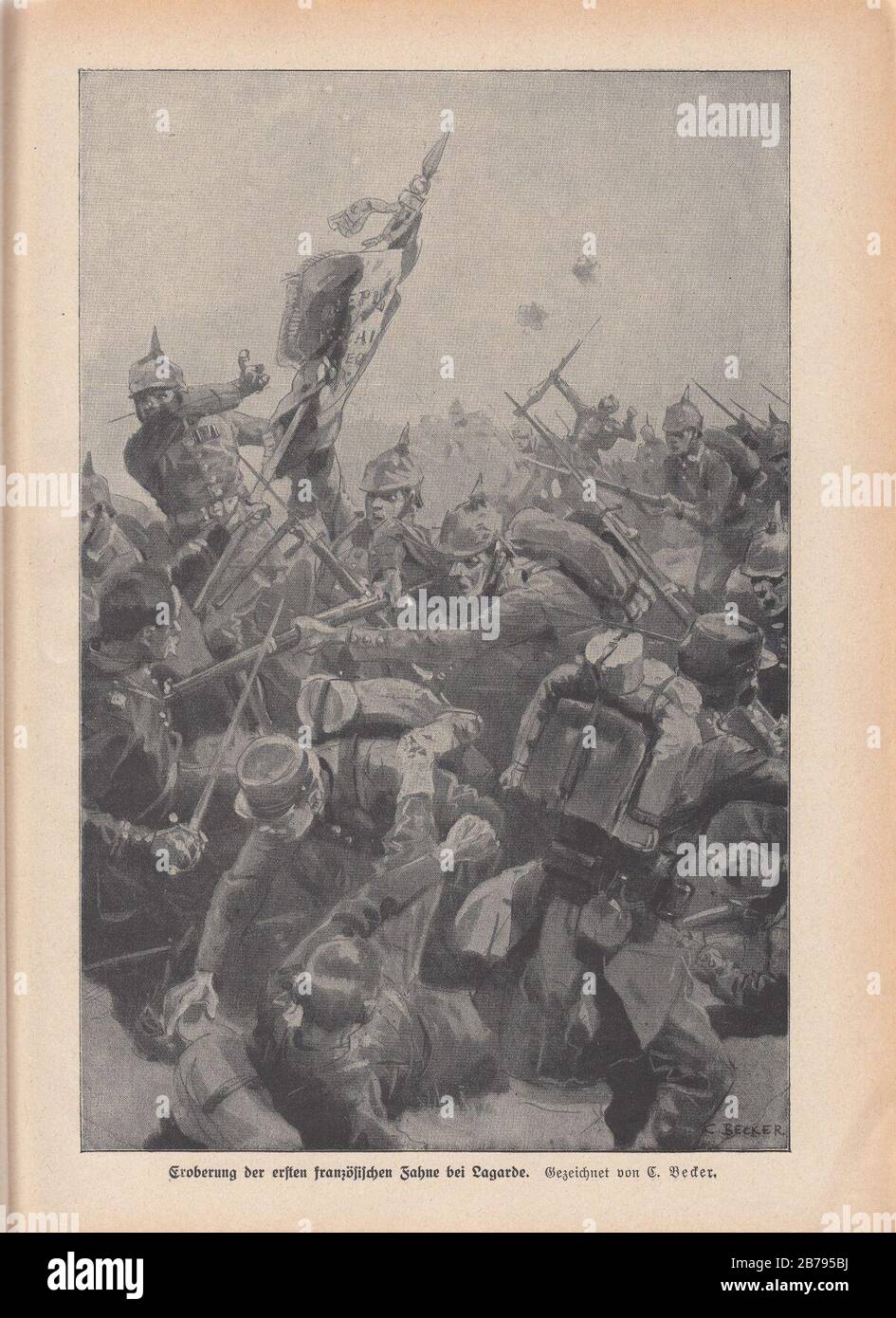 German soldiers capture the French flag at Lagarde 1914 Stock Photo - Alamy