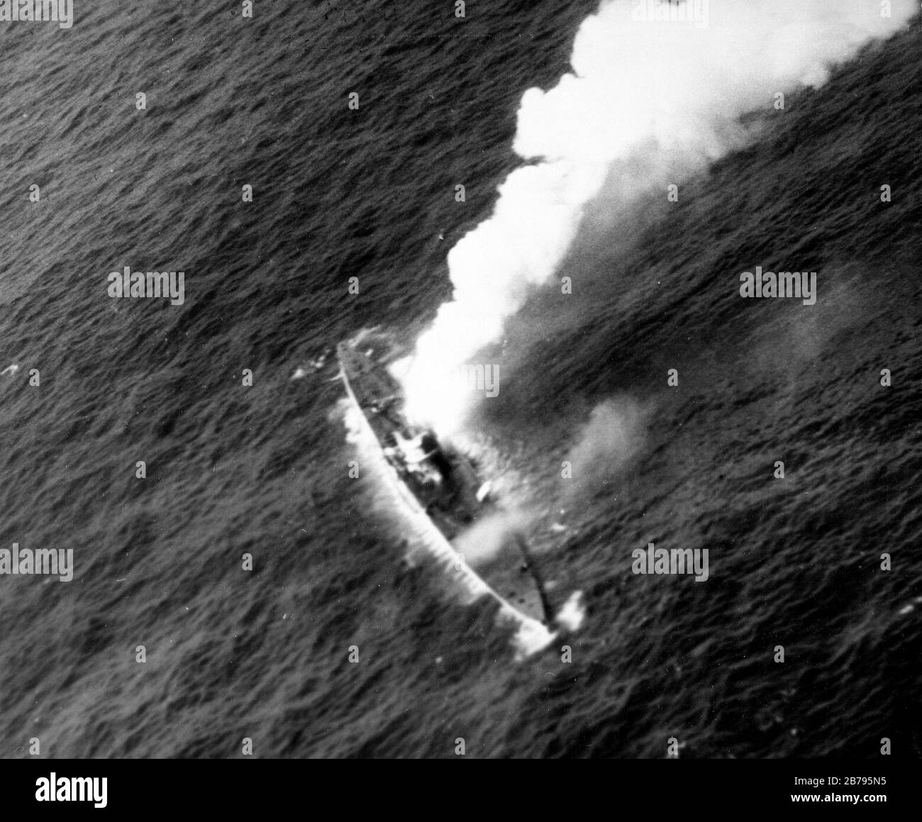 German submarine U-515 afire and sinking on 9 April 1944 (80-G-227198 ...