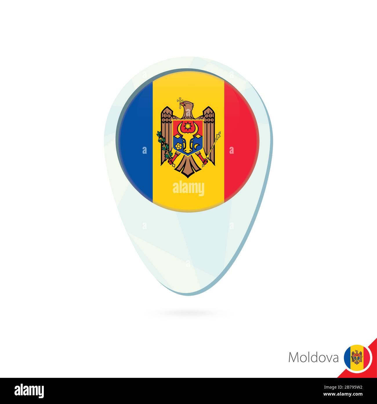 Moldova flag location map pin icon on white background. Vector ...