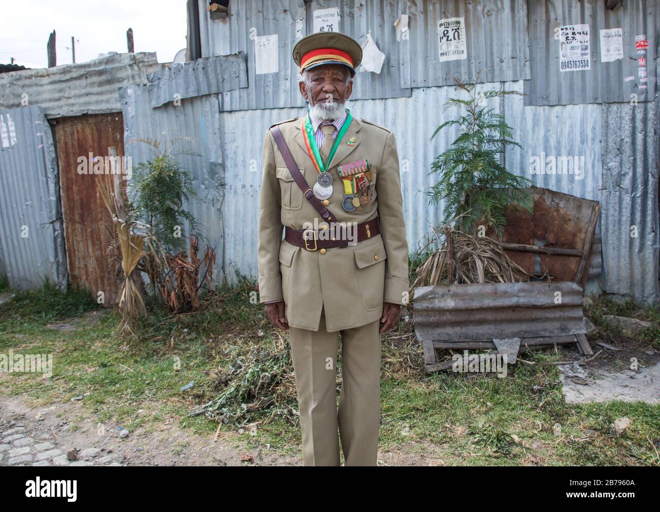Ethiopian veteran from the italo-ethiopian war in army uniform in the ...