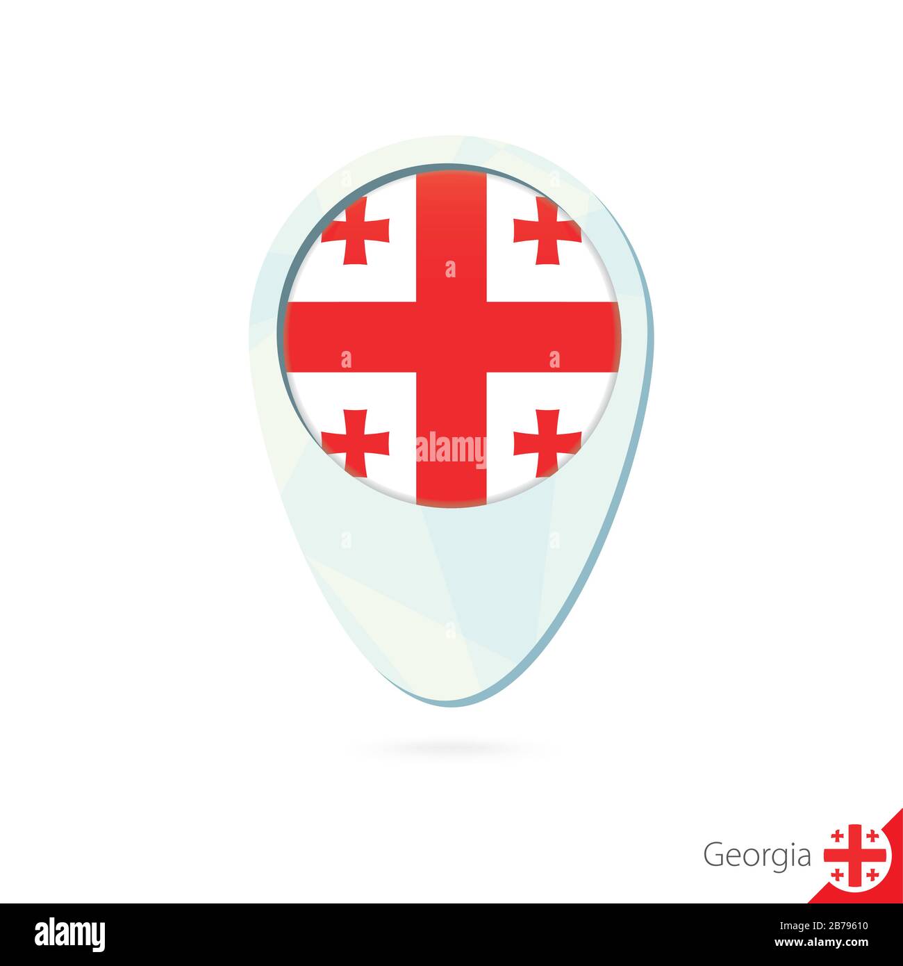 Georgia flag location map pin icon on white background. Vector ...