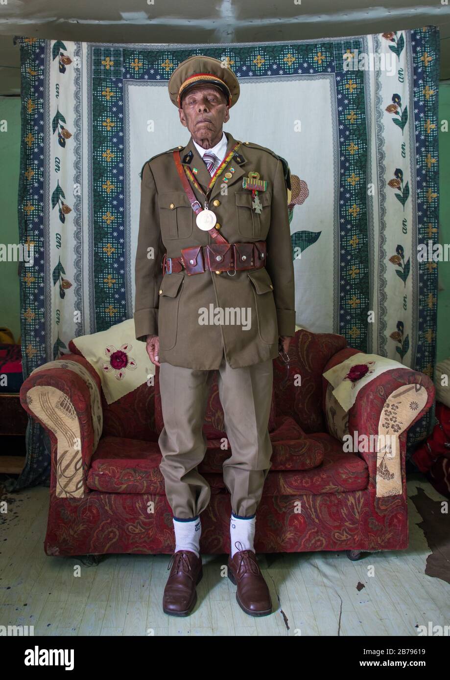 Ethiopian veteran from the italo-ethiopian war in army uniform in his ...