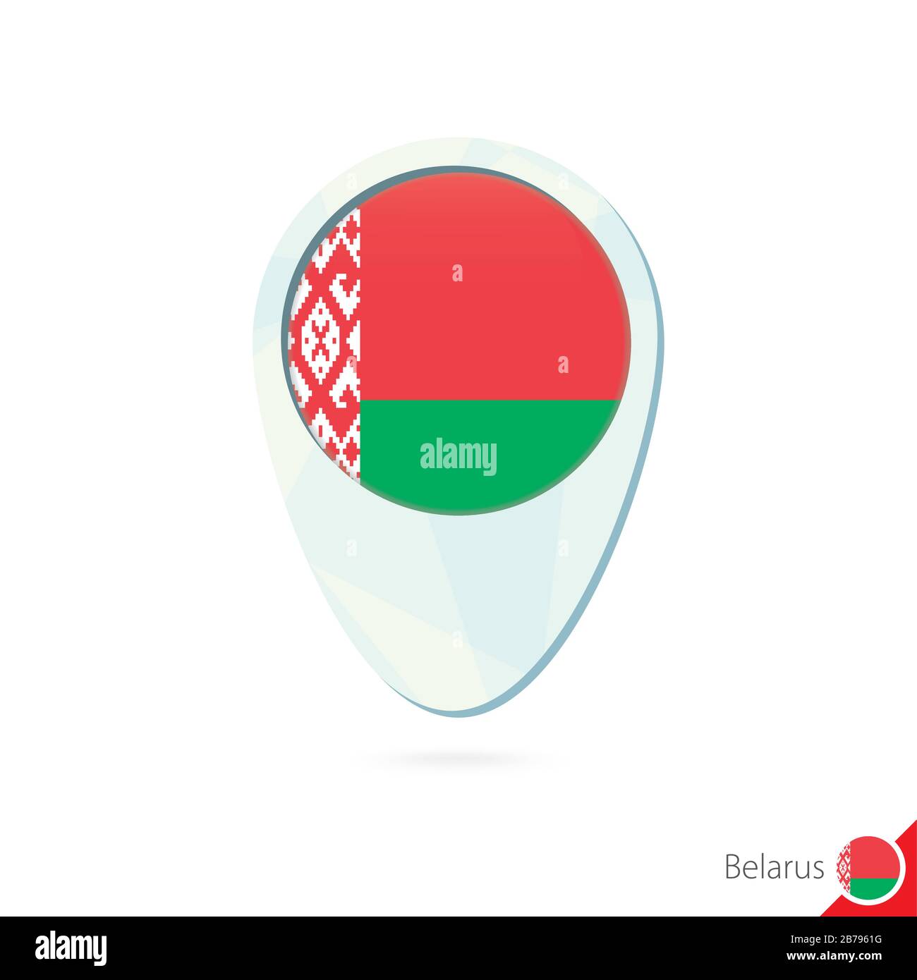 Belarus flag location map pin icon on white background. Vector ...