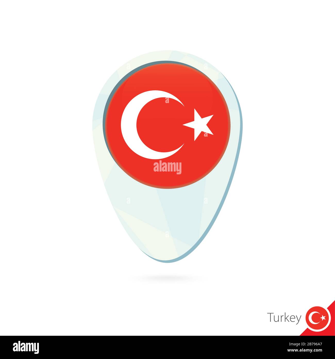 Turkey flag location map pin icon on white background. Vector ...