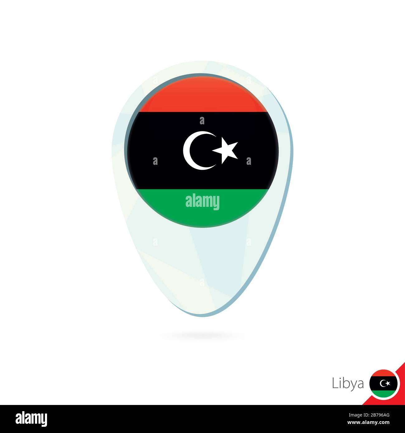 Libya flag location map pin icon on white background. Vector ...
