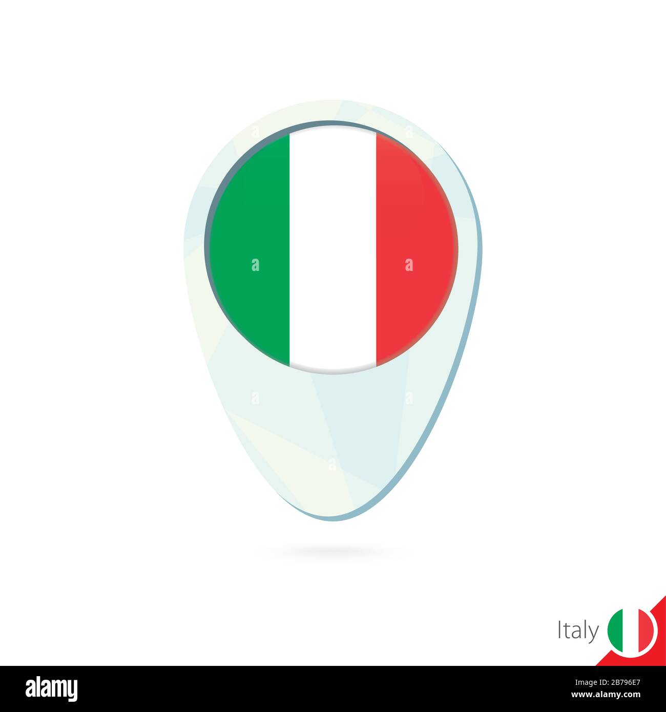 Italy flag location map pin icon on white background. Vector ...