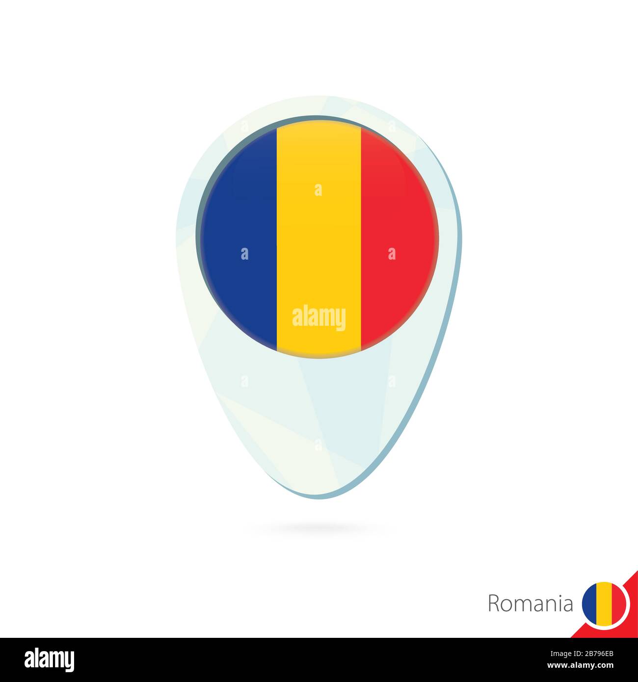 Romania flag location map pin icon on white background. Vector ...