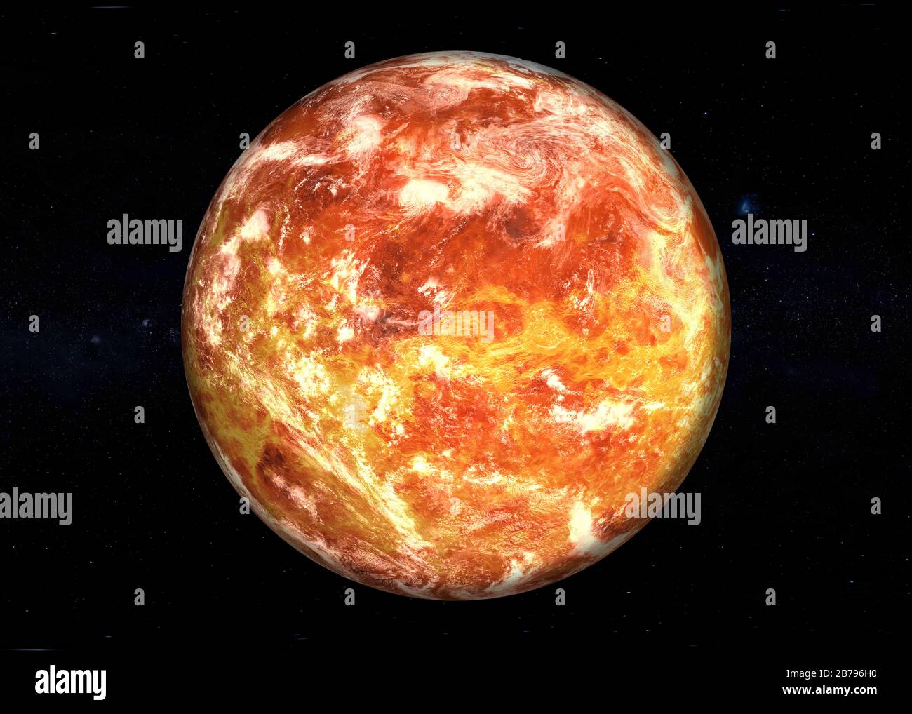 High detailed Fiction red surface planet with atmosphere in dark outer ...