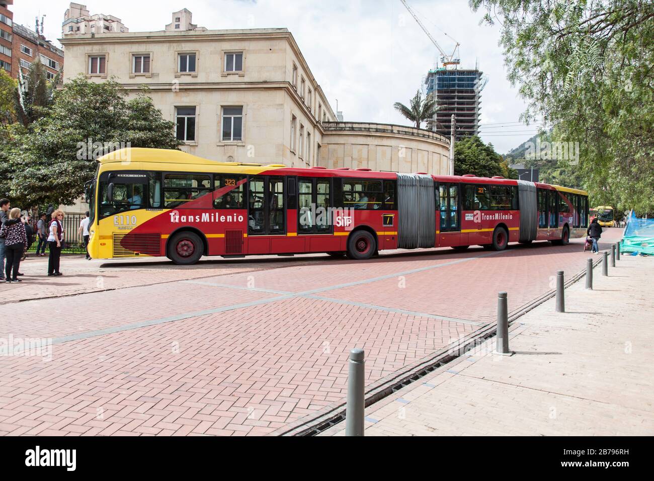 Transmilenio bi-articulated, treble, bendy bus in Bogota, Colombia ...