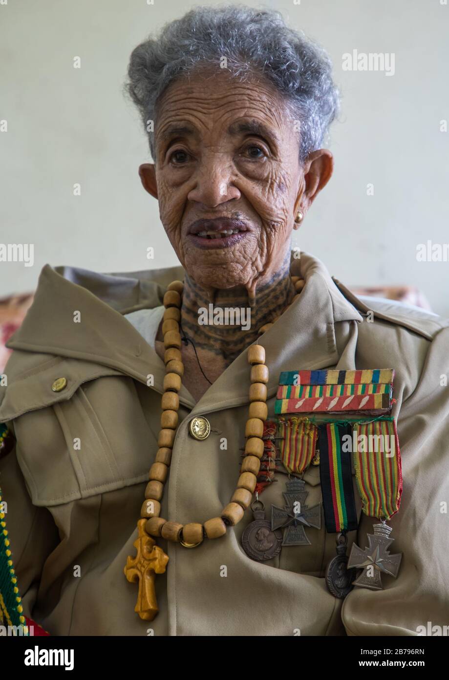 Ethiopian veteran woman from the italo-ethiopian war in army uniform ...